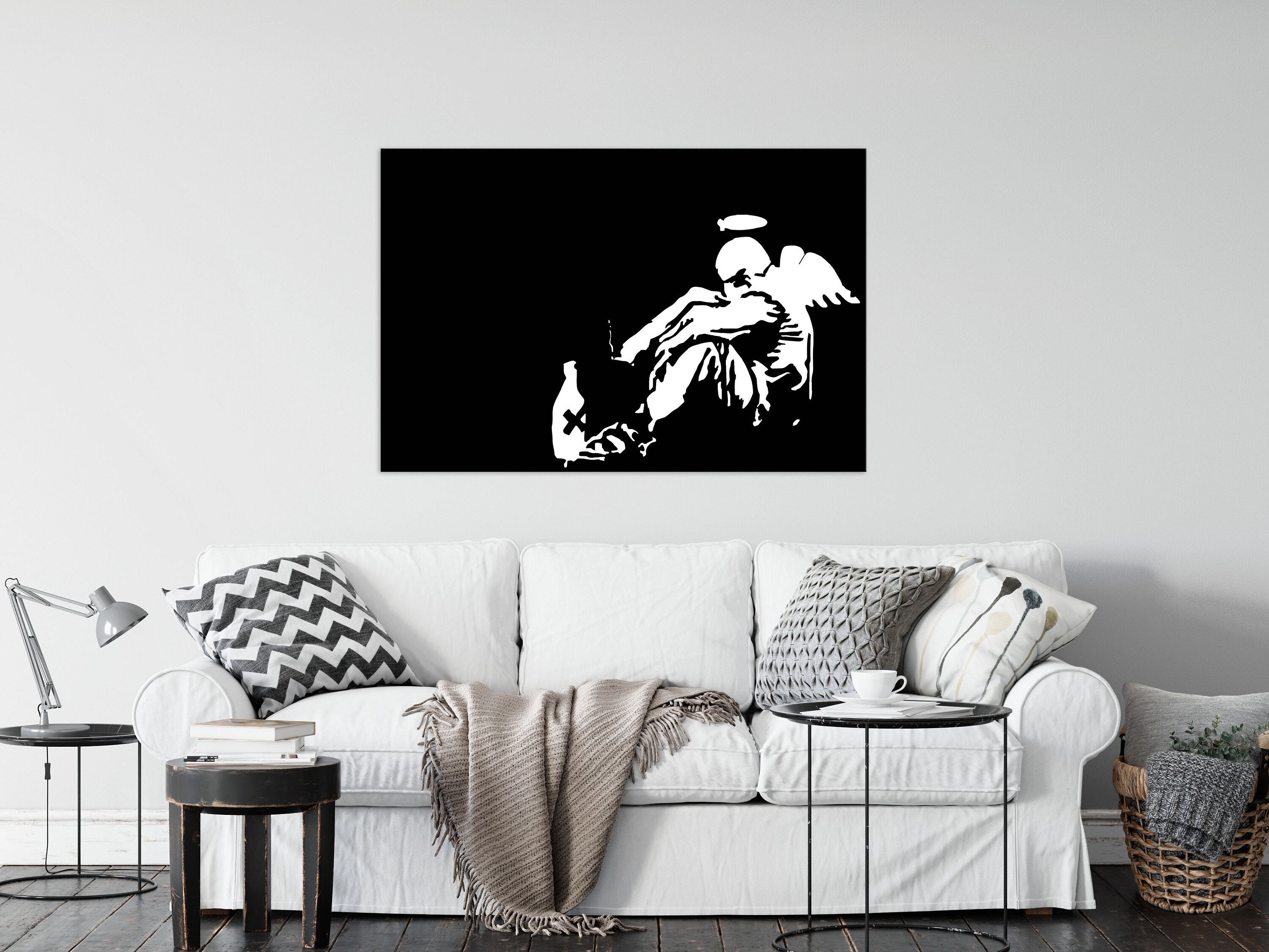 Banksy Fallen Angel Large Canvas Print Banksy Wall Art Multiple Sizes ...