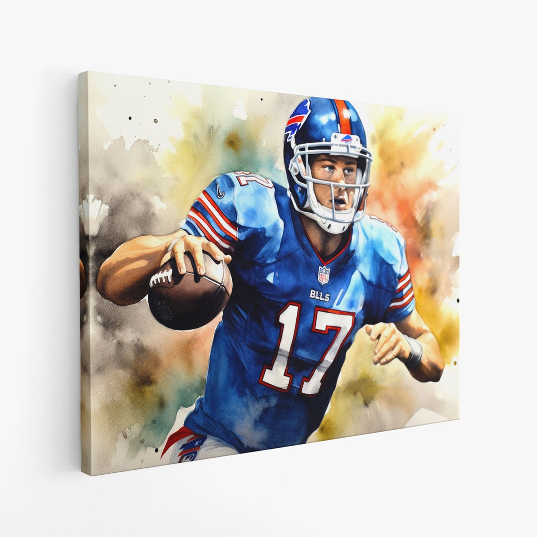 Josh Allen Wall Art Josh Allen Canvas Art Watercolor Canvas Buffalo ...