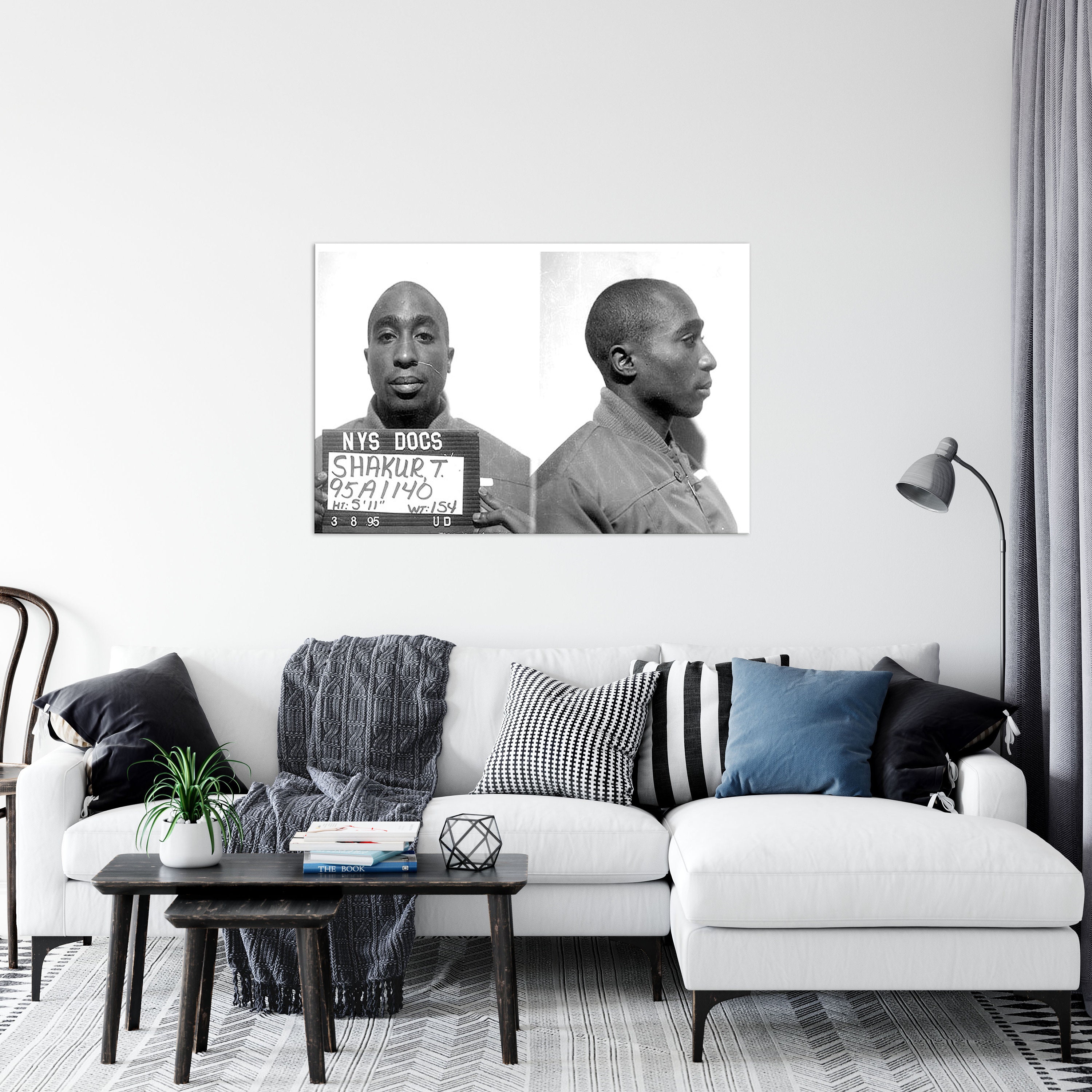2pac Mugshot Canvas Large Wall Art Rap Poster Music Decor Framed Canvas ...