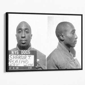 2pac Mugshot Canvas Large Wall Art Rap Poster Music Decor Framed Canvas ...