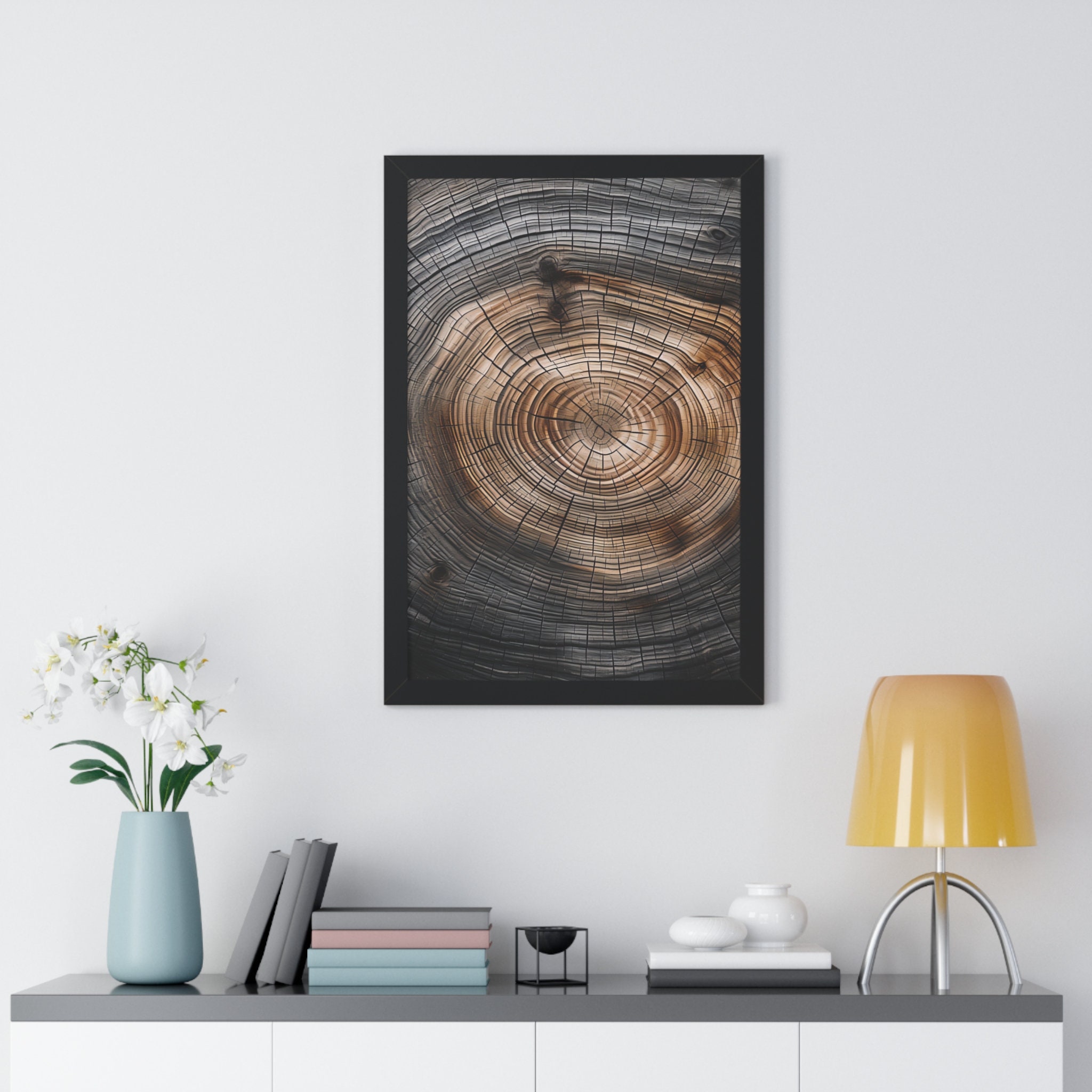 Framed Tree Rings 3 Artwork, Rustic Tree Rings Framed Picture, Nature ...