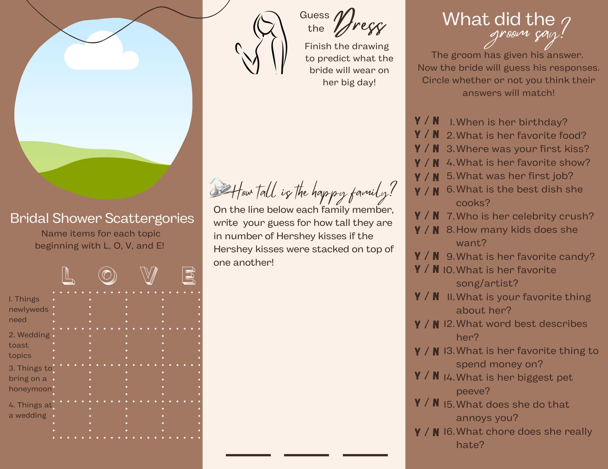 Bridal Shower Games Pamphlet editable - Etsy