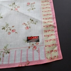 Pink Flowers Vintage Ladies' Handkerchief Pocket Hanky Antique Kerchief ...