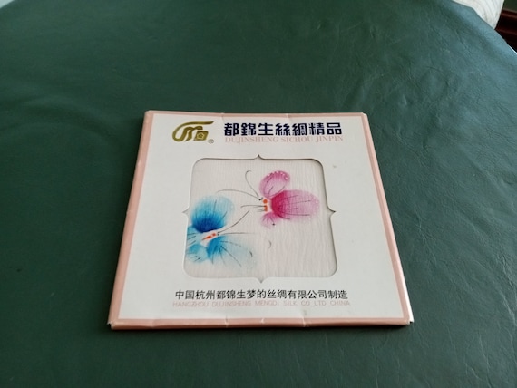 Hand Painted Flower pattern Silk Scar China Handkerch… - Gem