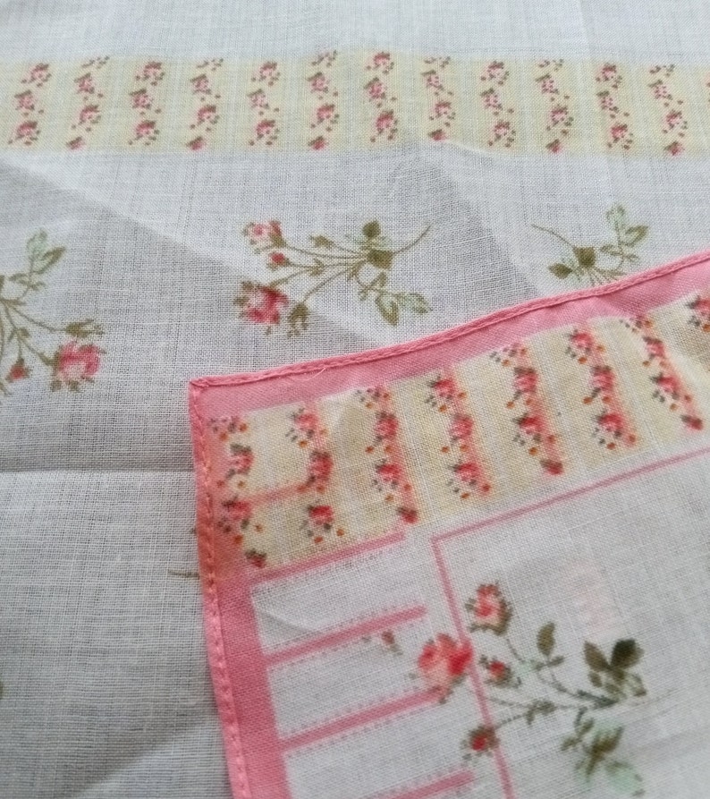 Pink Flowers Vintage Ladies' Handkerchief Pocket Hanky Antique Kerchief ...