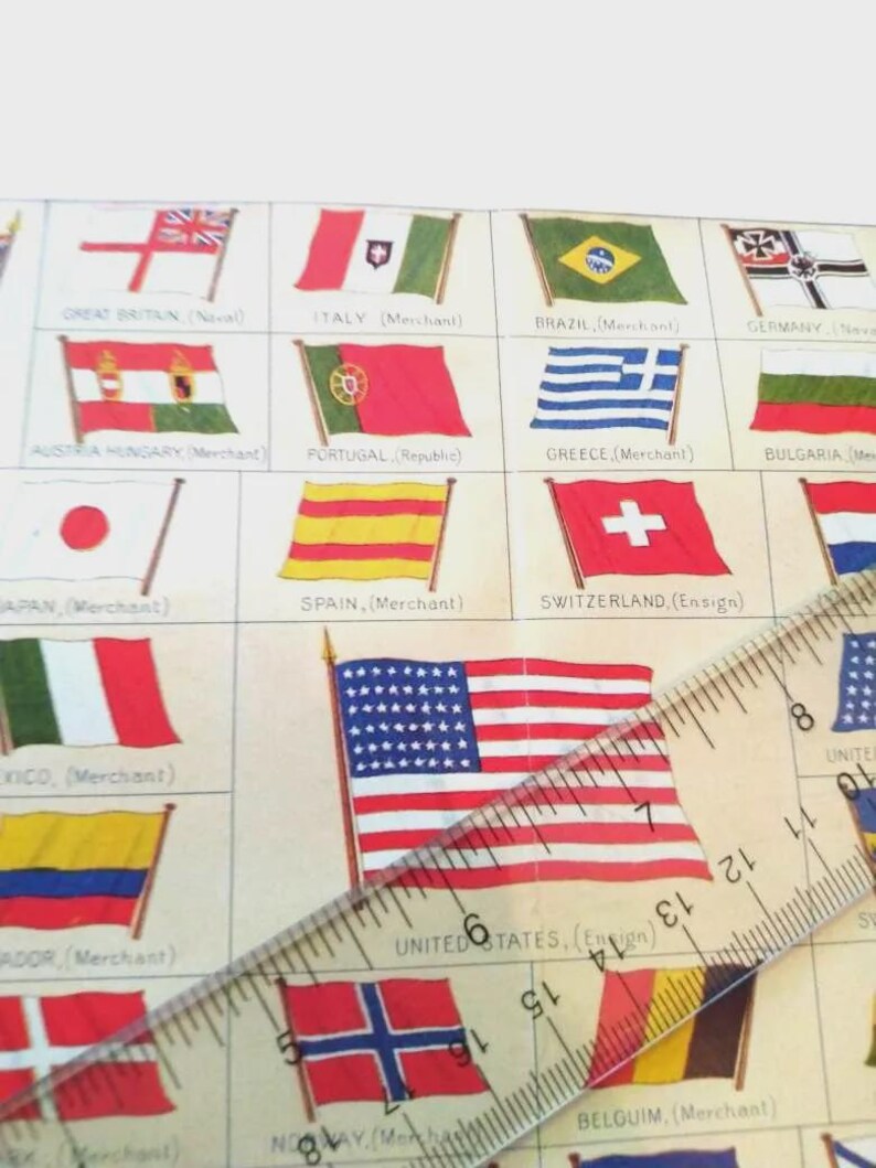 Flags of All Nations Plate Drawing Vintage Dictionary Encyclopedia ...