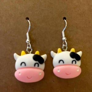 Cow Cattle Face Earrings Farm Animal Steer Heifer Bull Gift Novelty 925 ...