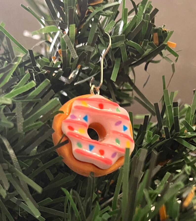 Mini Donut Christmas Ornament: Pink Frosting Sprinkles, Holiday ...