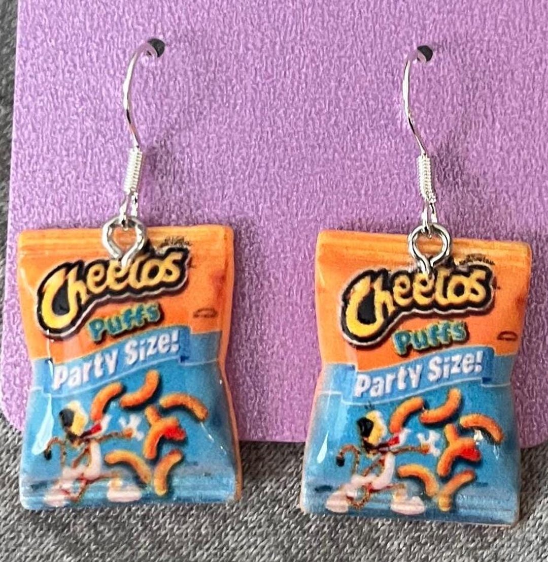 Cheesy Cheese Puff Earrings, Dangle, Drop, Novelty, Gift, 925 Sterling ...