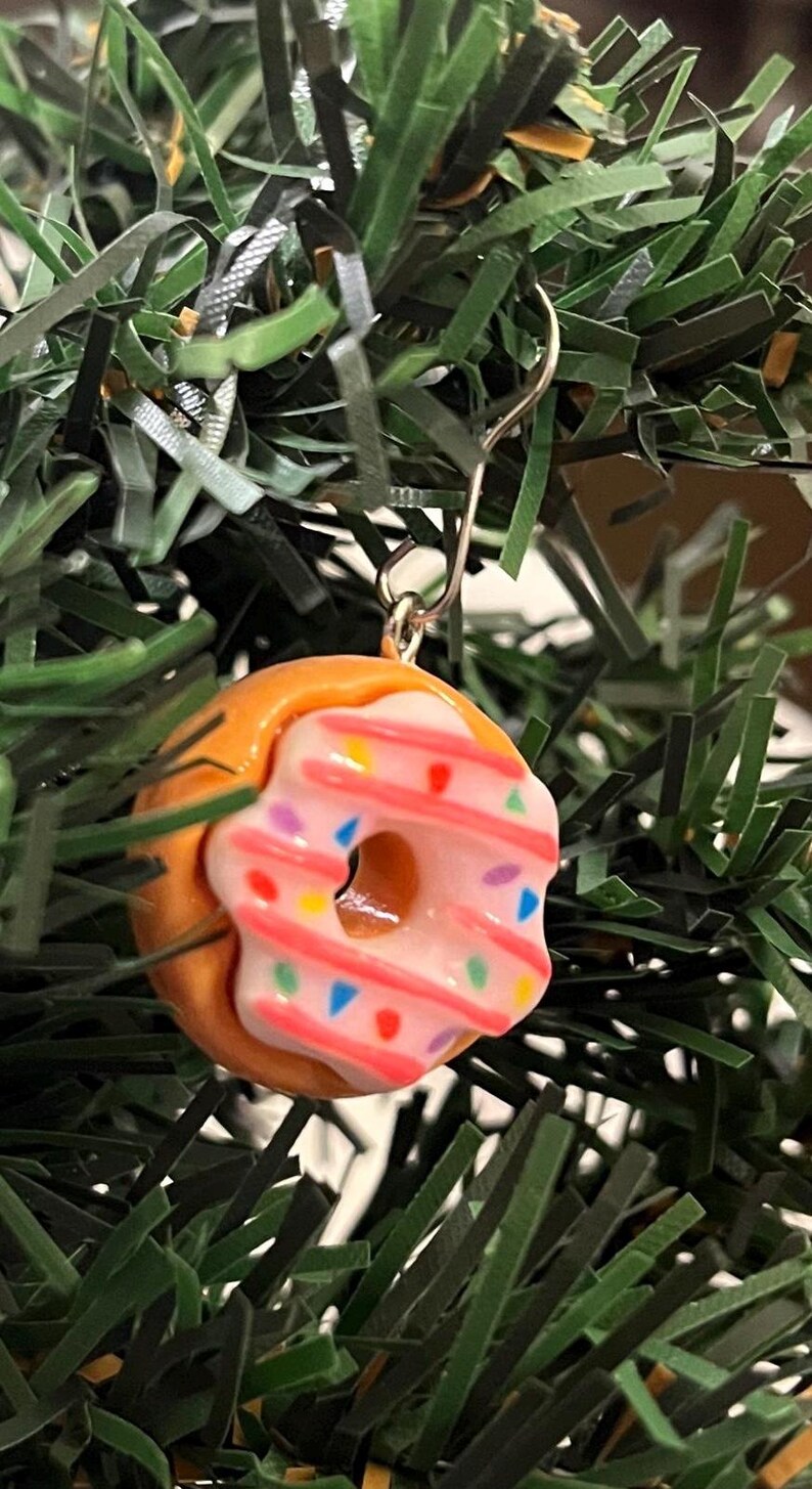 Mini Donut Christmas Ornament: Pink Frosting Sprinkles, Holiday ...