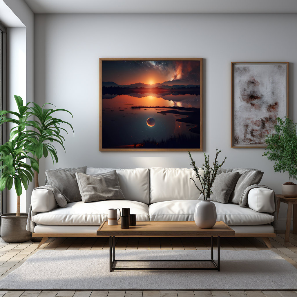 Sunset Over a Calm Still Lake Art - Etsy