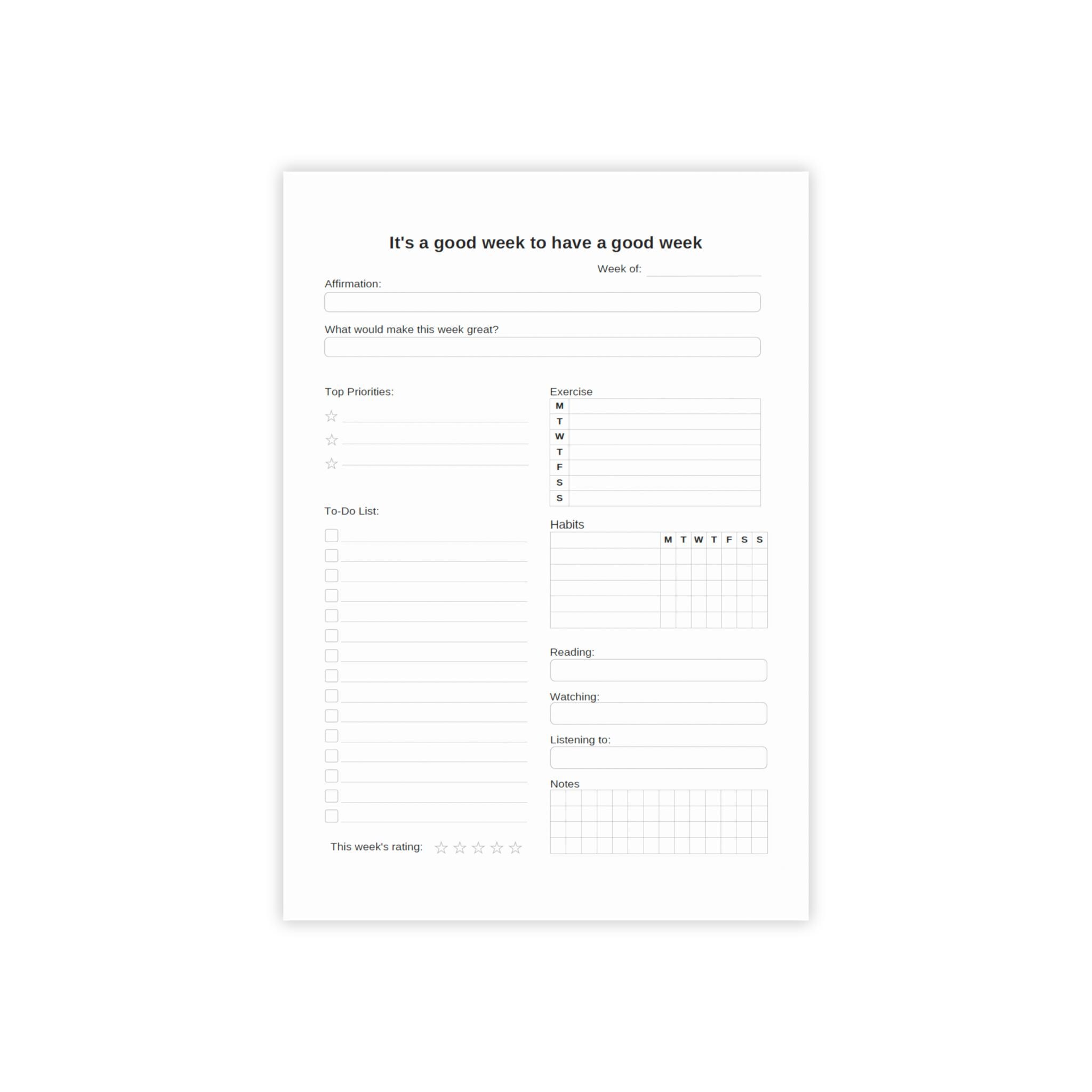 Motivational Weekly Planner Note Pad, Goal Tracker, Affirmation Notes ...