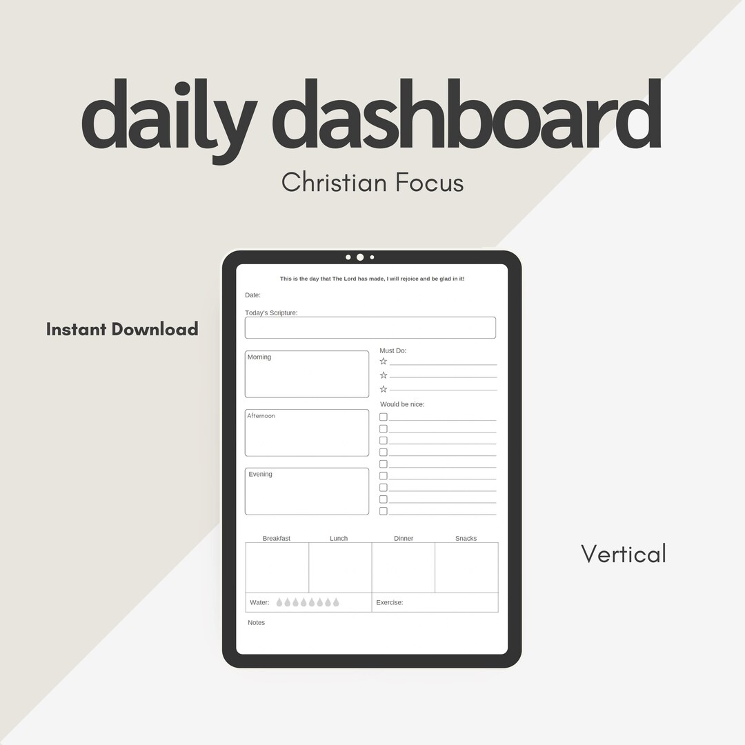 Christian Daily Dashboard Printable, Faith Planner (digital Download ...