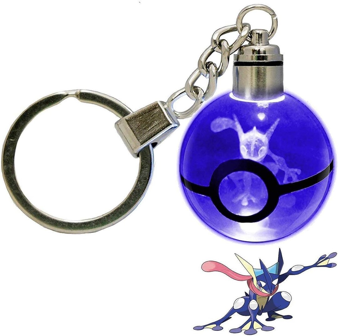 Buy Pokemon Crystal LED Laser Engraved Keychain Pokeball Keychain ...