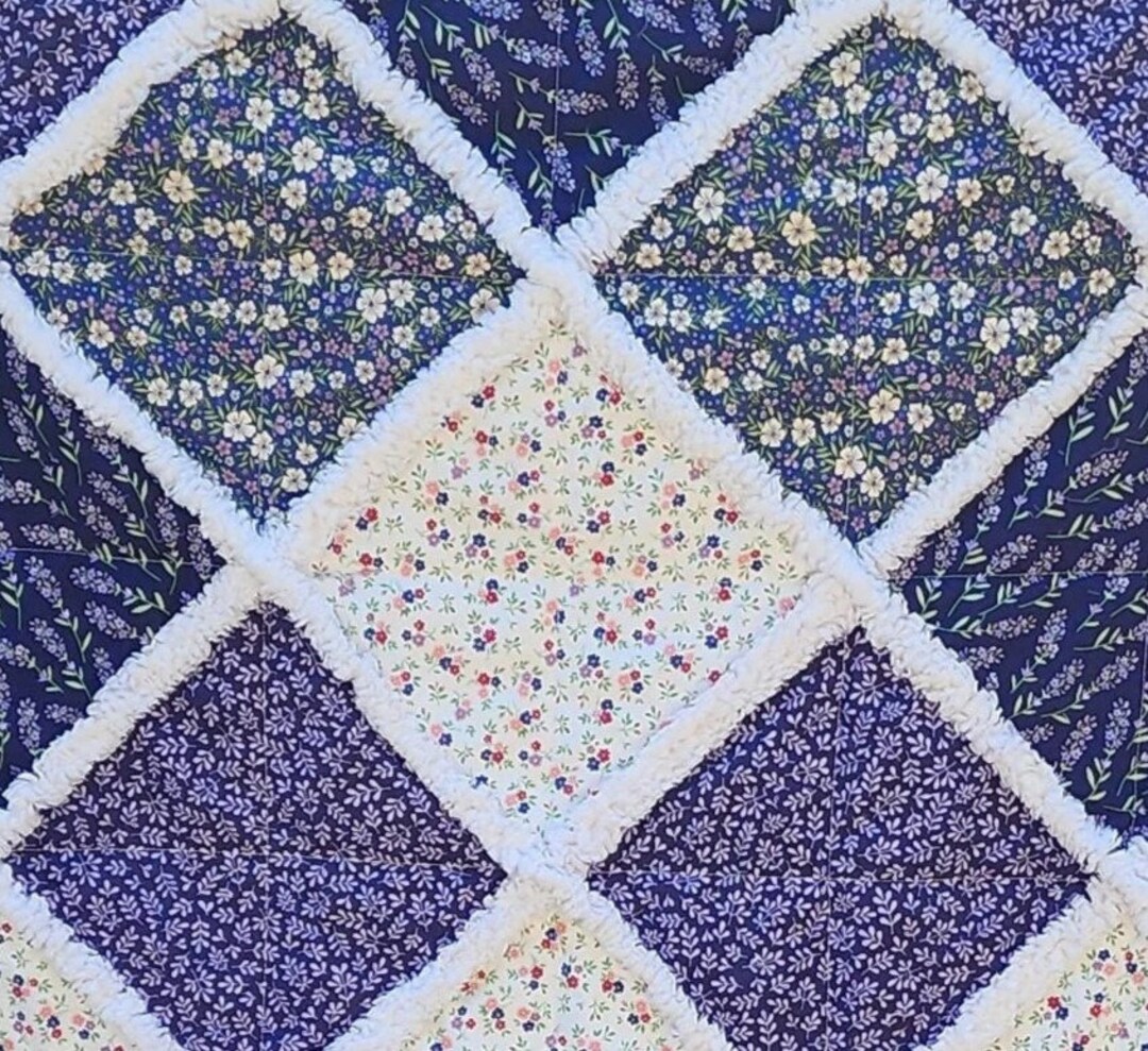Purple and White Rag Lap Quilt - Etsy