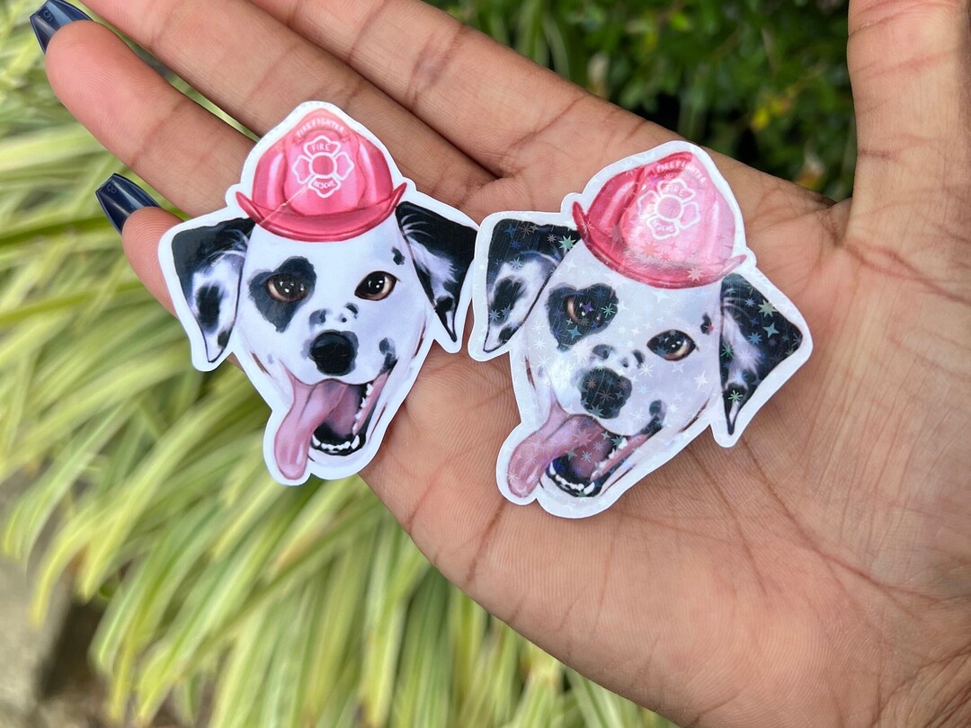 Fire Dog | 2x2 Dalmatian in Firefighter Helmet Vinyl Sticker - Etsy