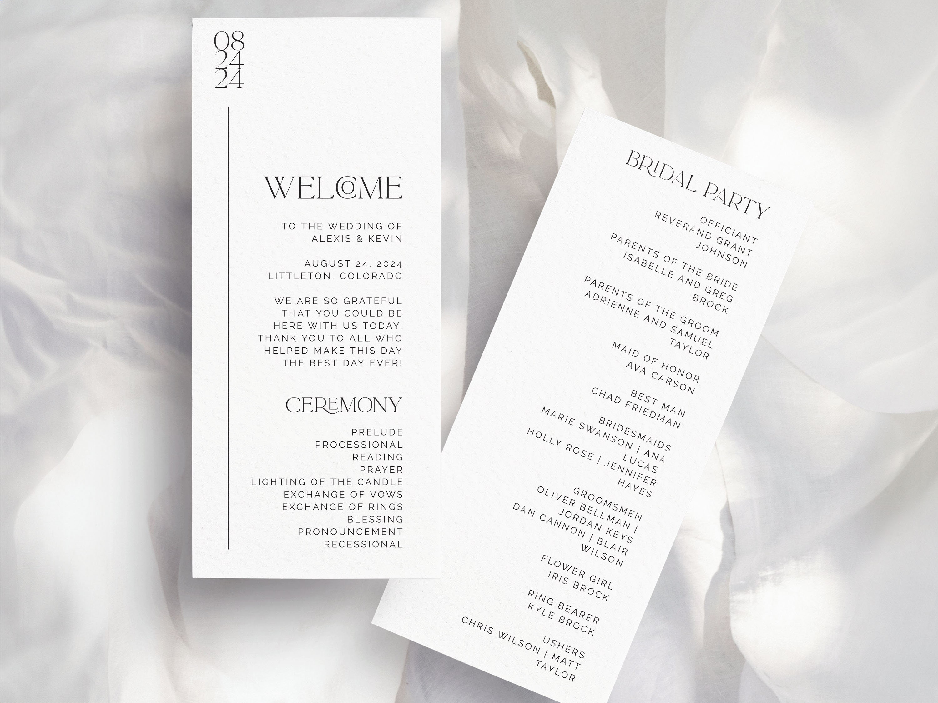 Wedding Program Template, Modern Wedding Ceremony Program, Modern ...