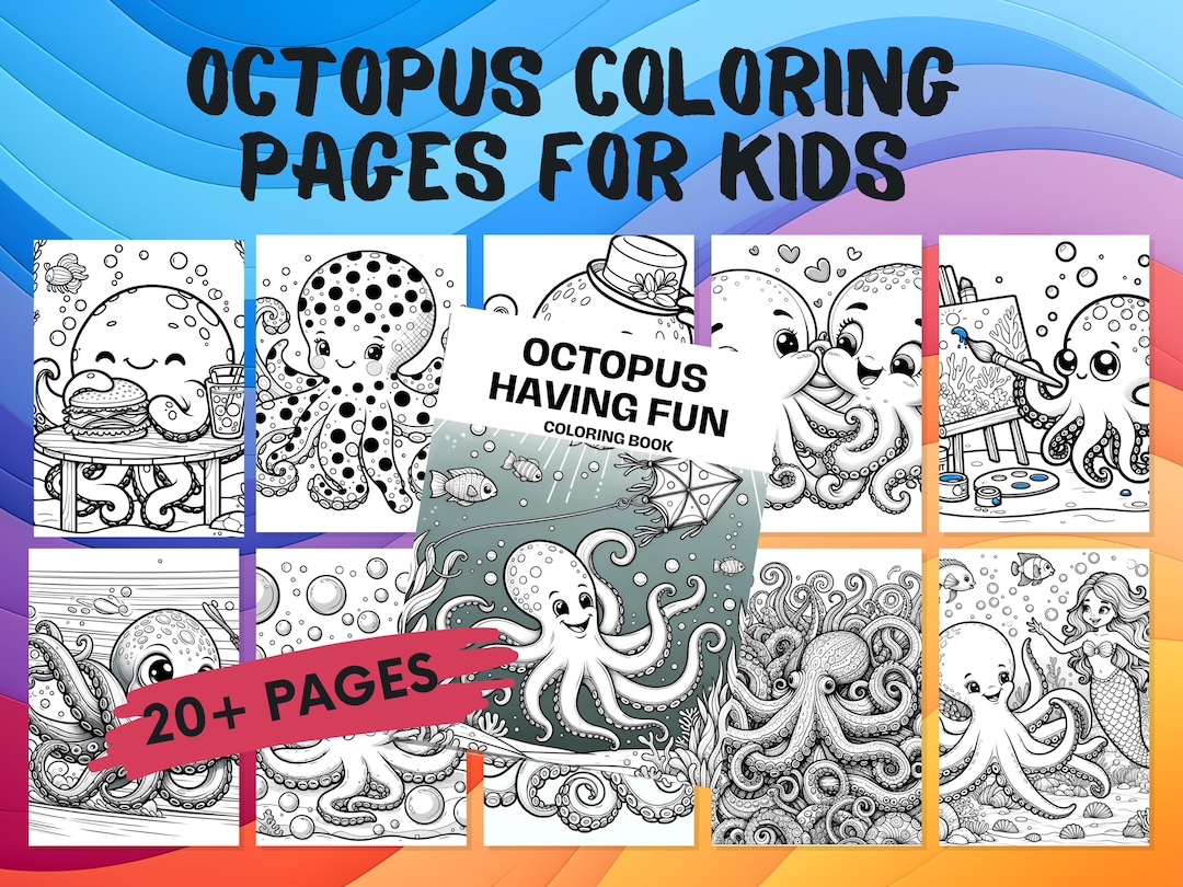 Octopus Printable Coloring Page for Adults and Kids, Ocean Animal ...