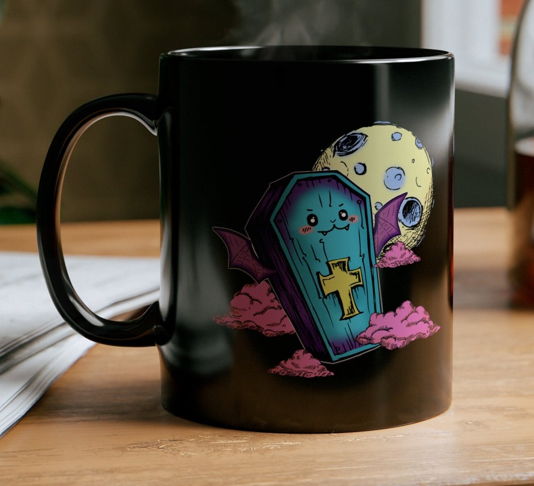 Kawaii Pastel Goth Coffin and Moon Coffee Mug Gothic Gift Coffee Mug ...