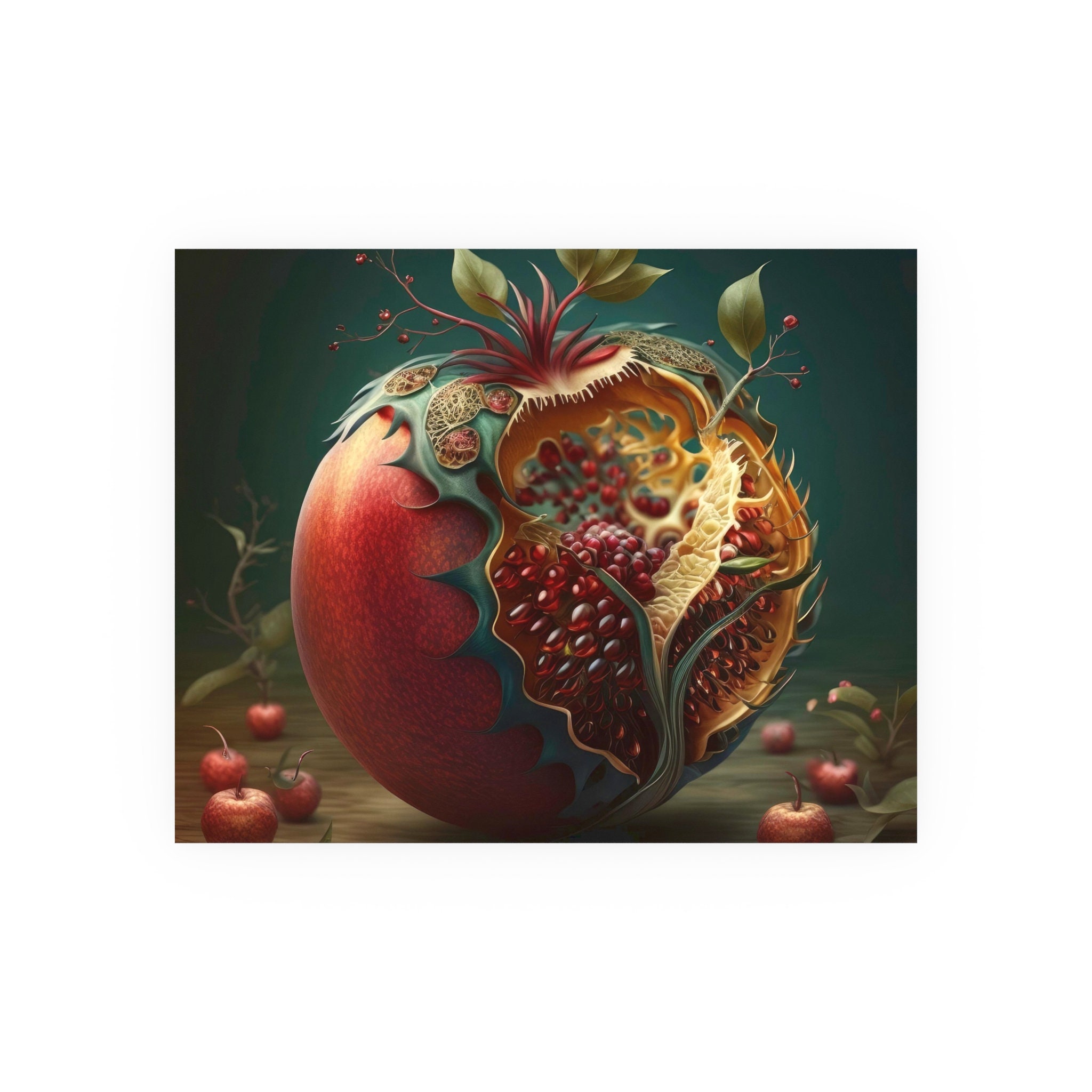 Goth Pomegranate Wall Print Oddities Goth Wall Art Dark Academia Decor Dark Oil Painting Fruit ...