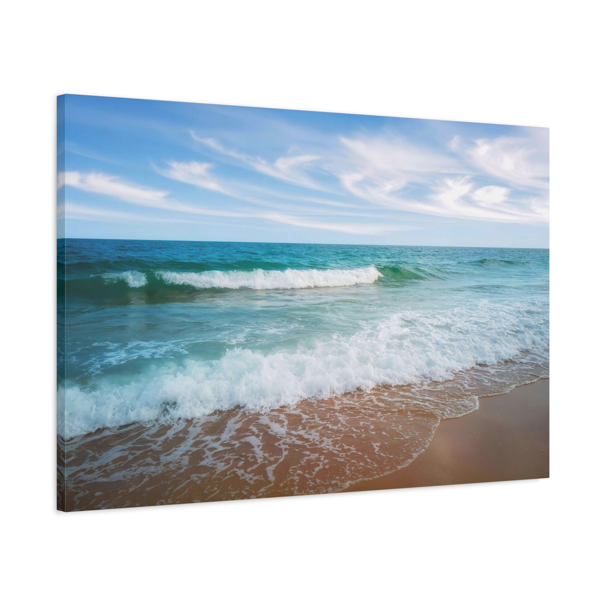 Beach and Wavy Sea, Matte Canvas Print, Ready to Hang Wall Art ...