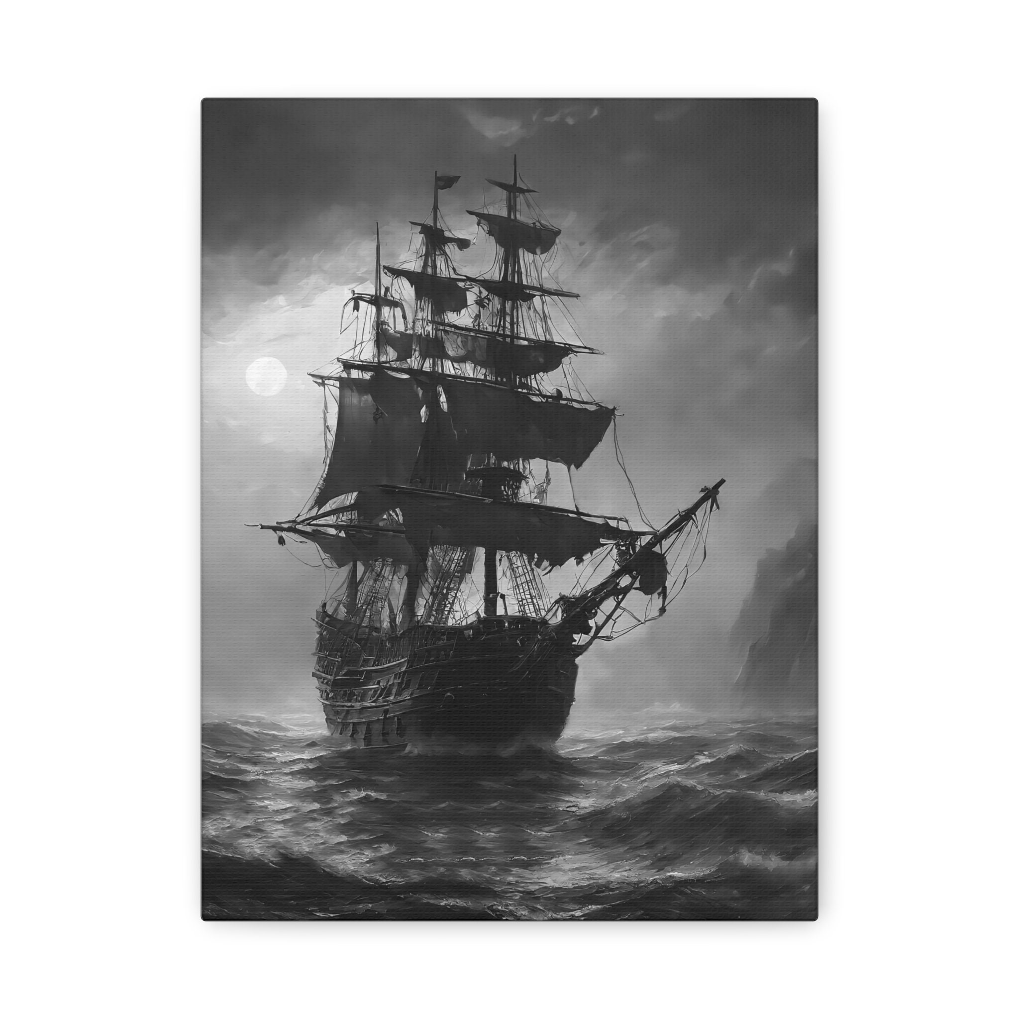 Pirate Ship, Black and White Version , Matte Canvas Print ...