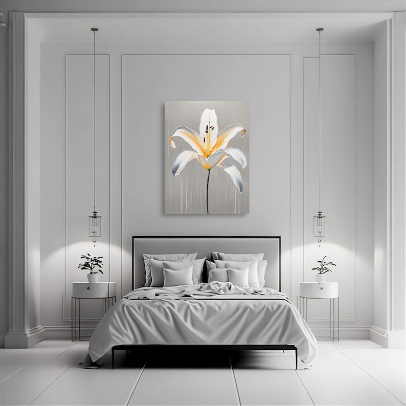 White Lily Canvas Wall Art White Flower Canvas Art Flower Painting ...