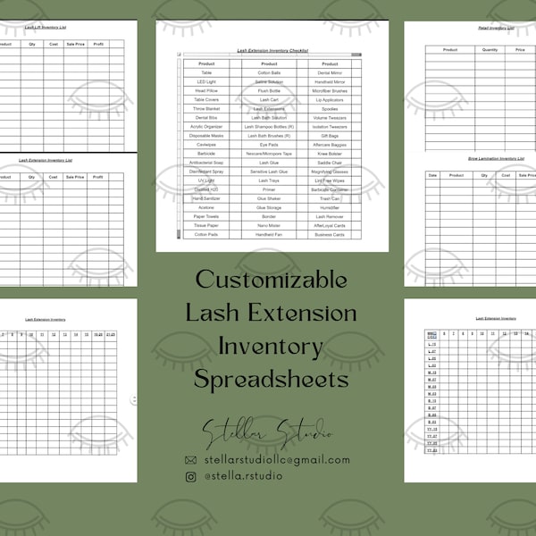 Lash Inventory Sheet - Etsy