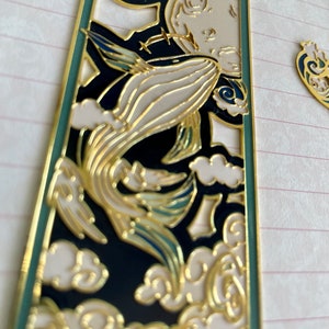 A Whale, Clouds, and the Moon | Original Design | Enamel Bookmark ...