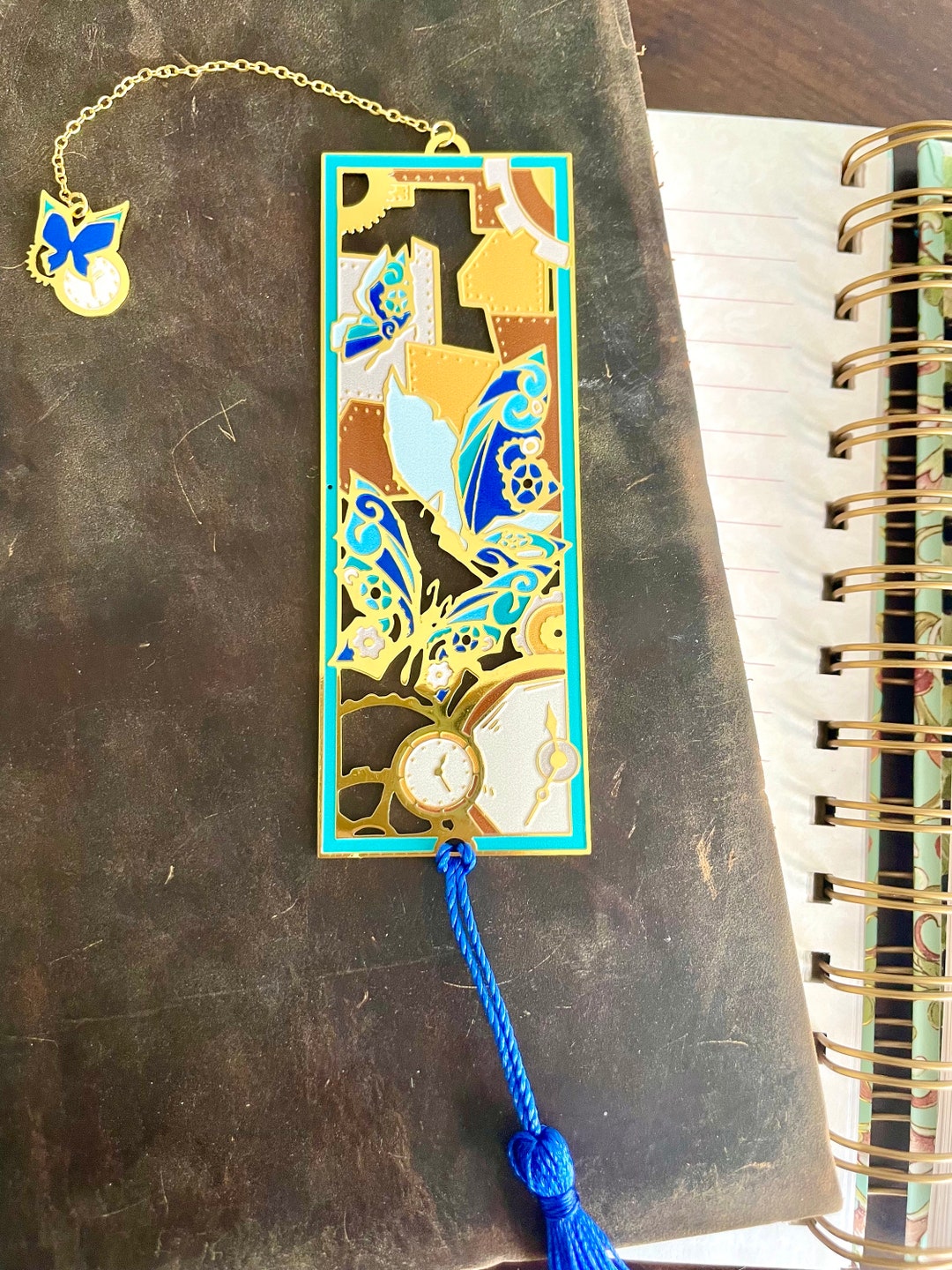 Steam Punk Blue Butterfly Machinery | Original Design | Enamel Bookmark ...