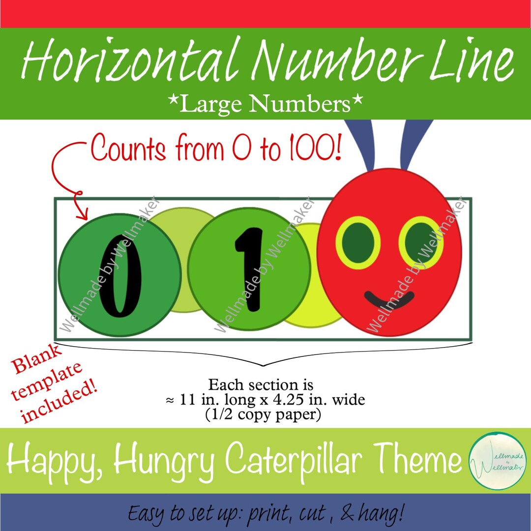 Happy, Hungry Caterpillar Themed, Horizontal Number Line - Etsy
