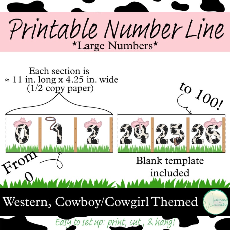 Howdy, Western, Cowboy/cowgirl Themed, Horizontal Number Line - Etsy