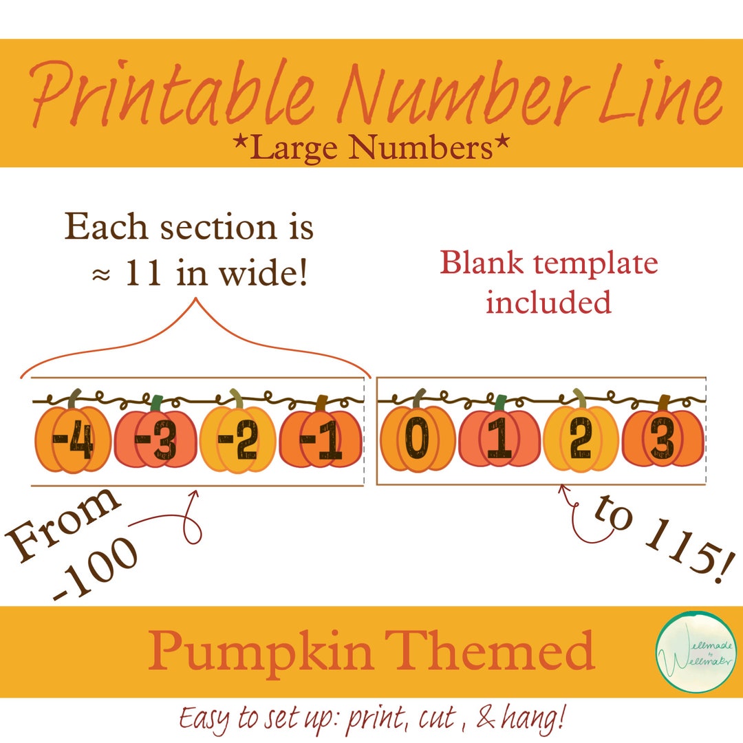 Pumpkin Themed, Horizontal Number Line PDF - Etsy