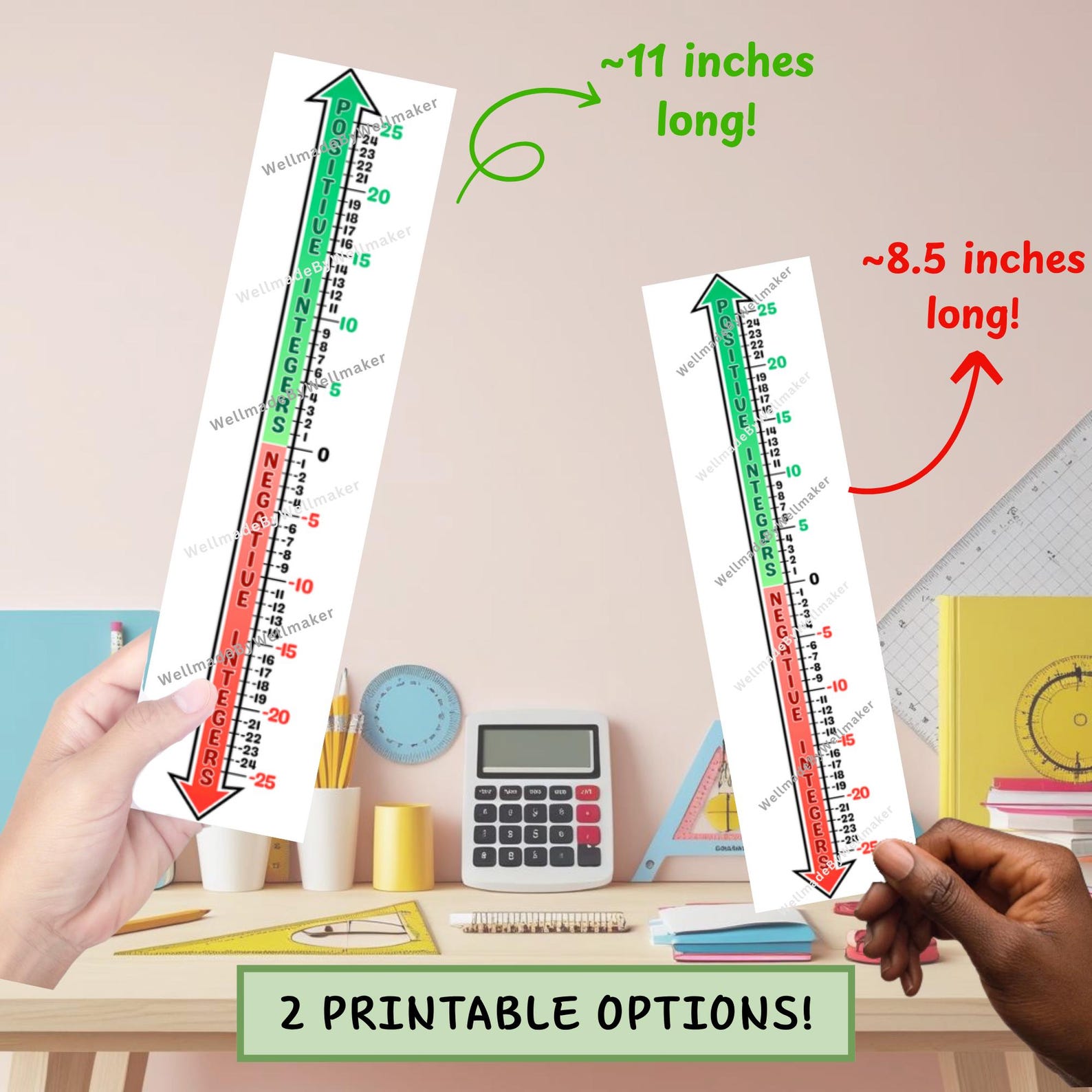 Vertical Desktop Number Line PDF Set - Etsy