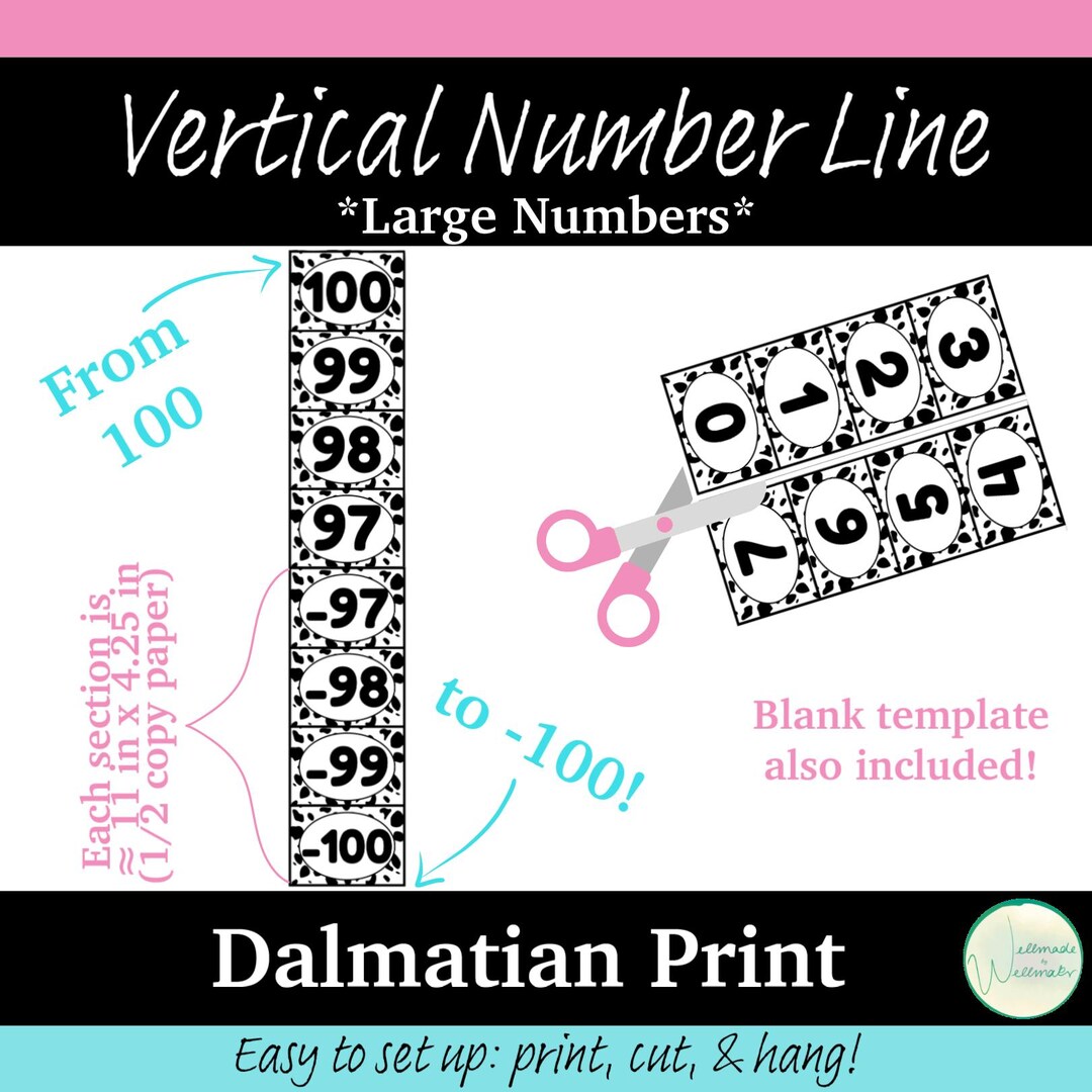 Vertical Number Line PDF, Dalmatian Print - Etsy