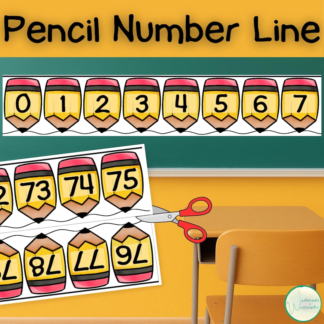 Printable Pencil Number Line | Digital Download | Classroom Decor ...