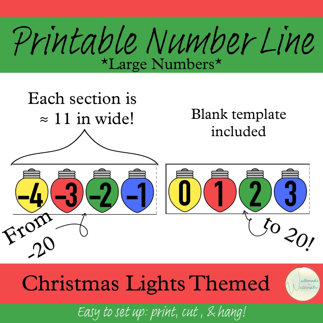 Christmas Lights Themed, Horizontal Number Line PDF - Etsy