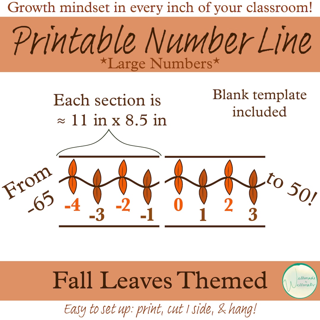 Autumn/fall Leaf Themed, Horizontal Number Line PDF - Etsy