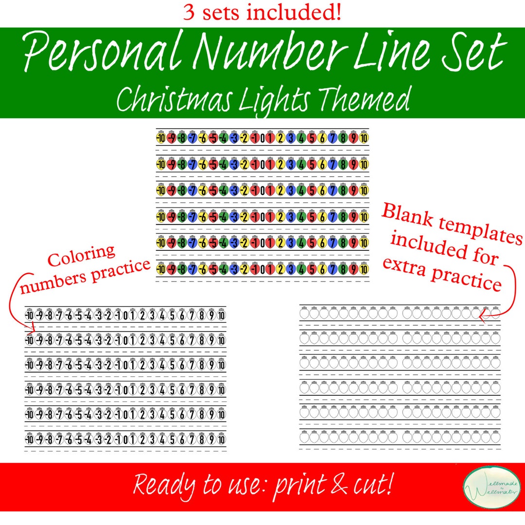 Personal Number Line Sets PDF (christmas Holiday Lights Themed ...