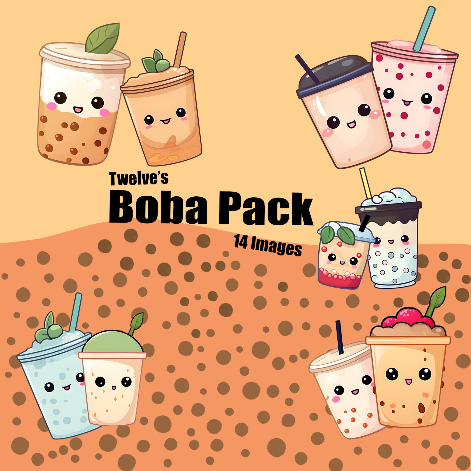 Cute Boba Clipart Set: Digital Graphics for DIY Crafts, Stationery, and ...
