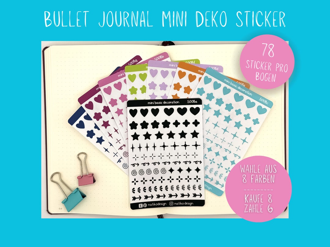 Sticker Sheet Mini Bullet Journal Stickers With Sweet Decorative Motifs ...