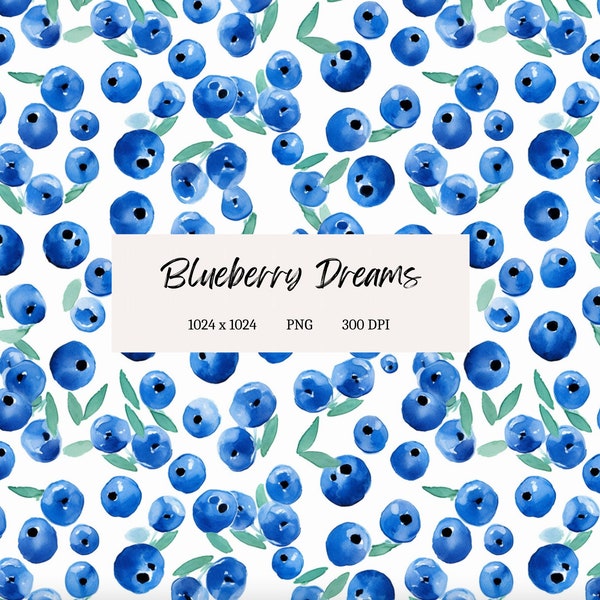 Watercolor Blueberry Print - Etsy
