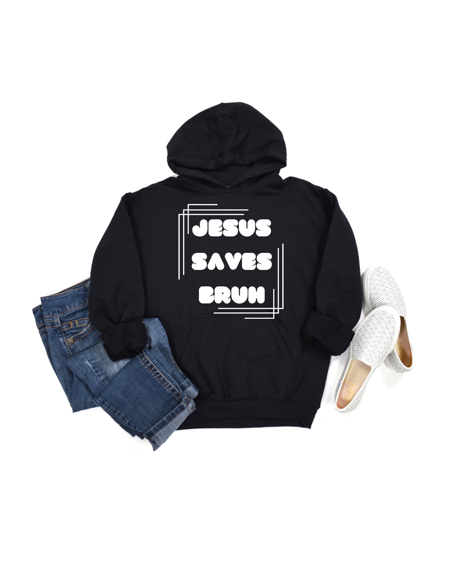 Jesus Saves Bruh Bubble Letter Hoodie Christian Clothing - Etsy