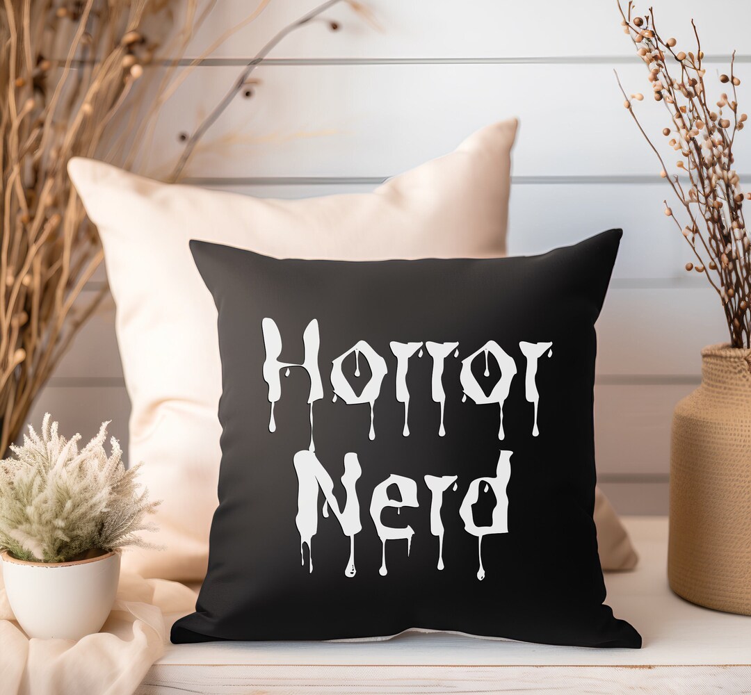 Horror Nerd Pillow | Black Halloween Decor | Horror Movie Pillow ...