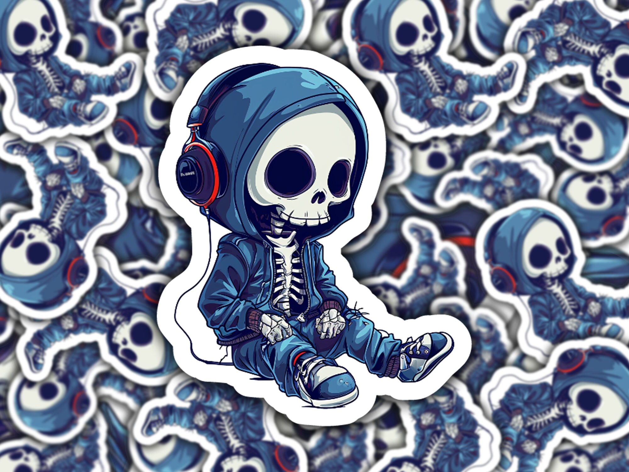 Chibi Skeleton Sticker, Notebook Art, Adhesive Art, Skeleton Skater ...