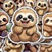 Kawaii Sloth Sticker, Cute Sloth Decal, Laptop Sloth Art, Adorable ...