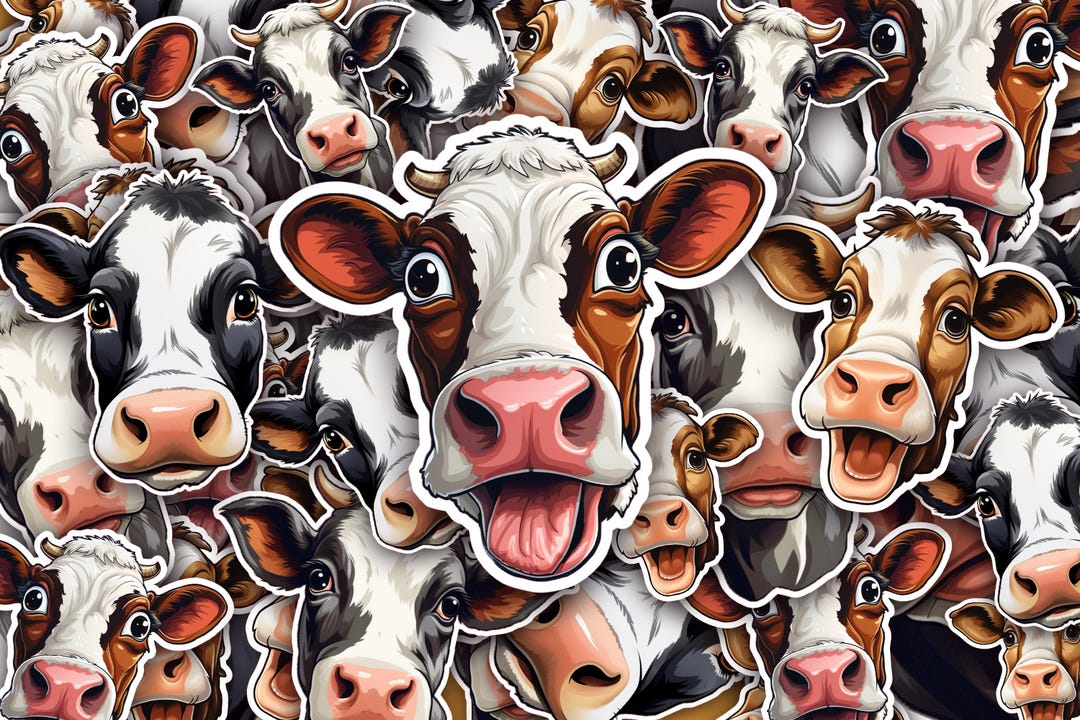 Funny Cow Sticker, Cute Cow Decal, Cow Lover Sticker, Adhesive Cow ...