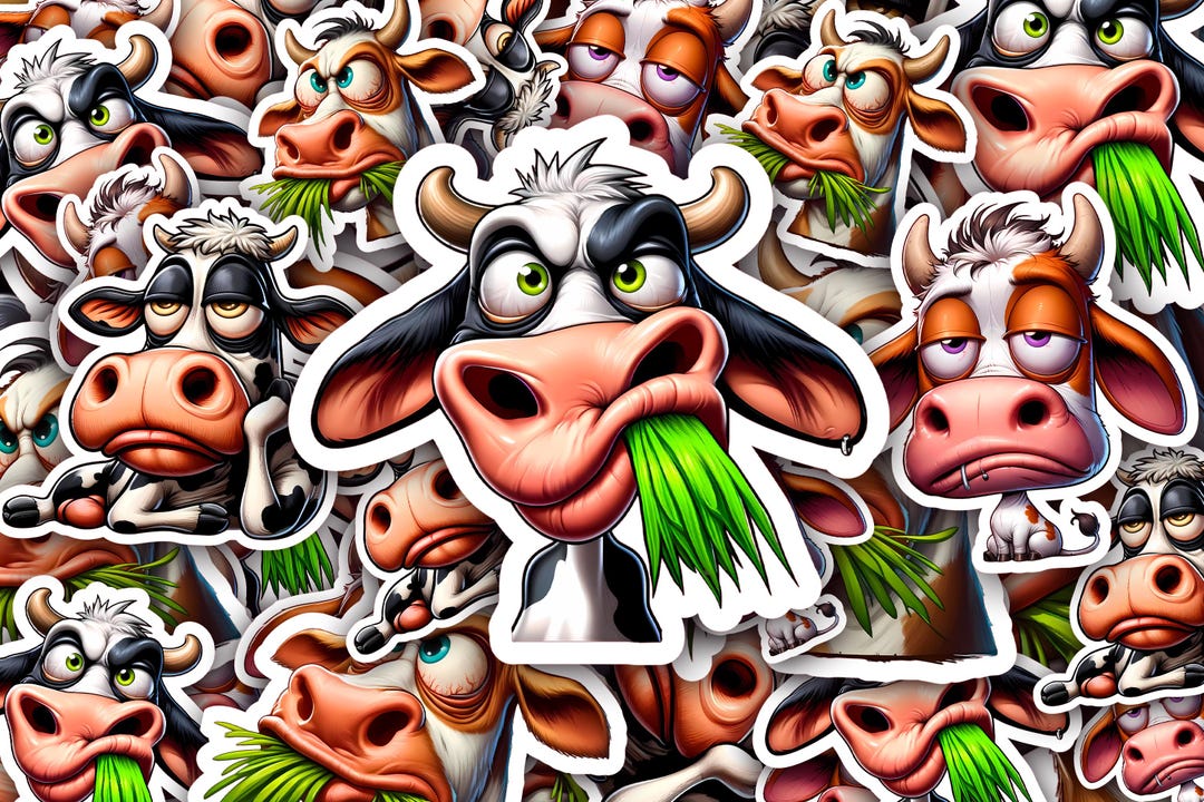 Funny Cow Sticker, Cute Cow Decal, Cow Lover Sticker, Adhesive Cow ...