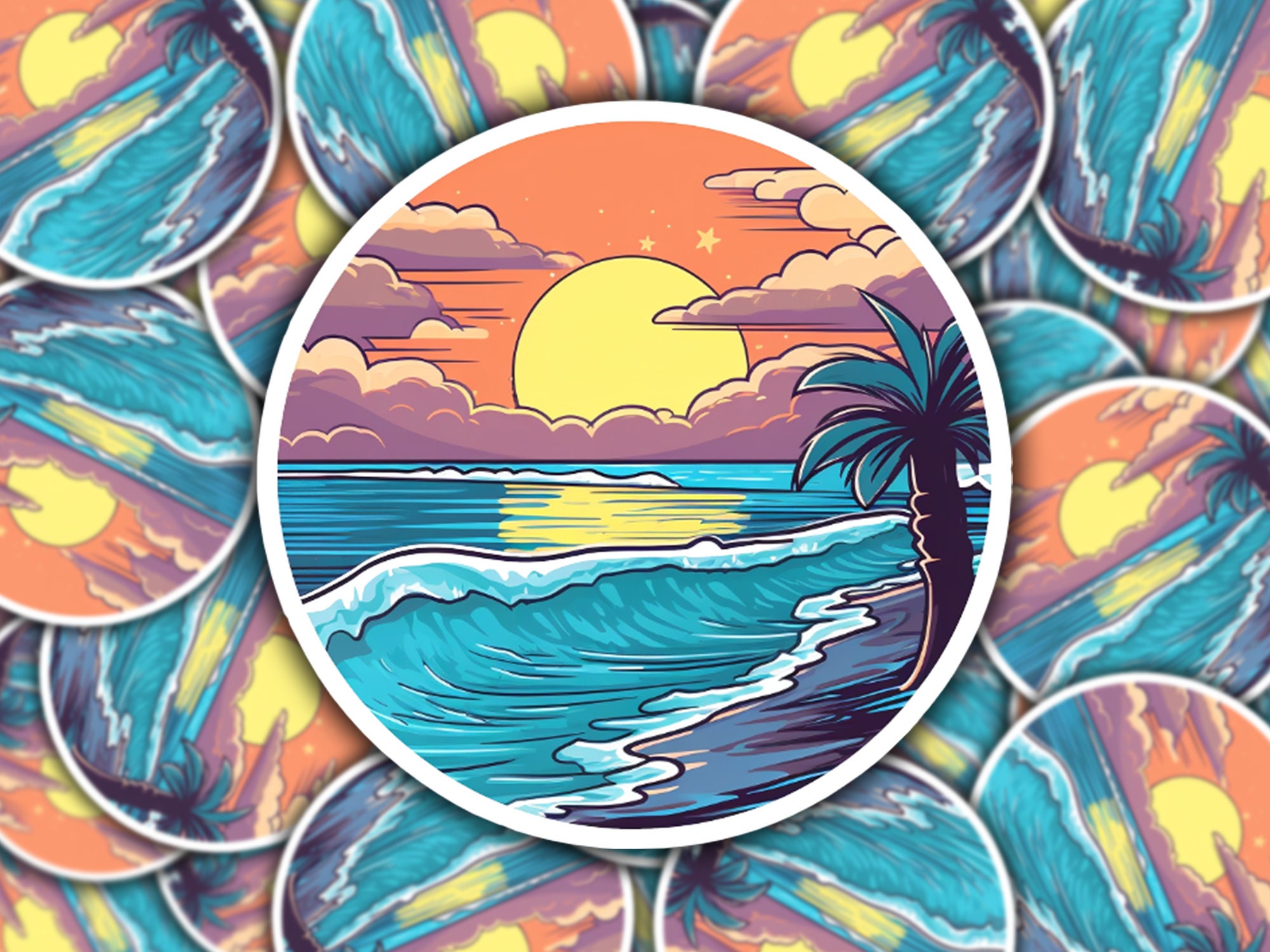 Beach Stickers, Fun Beach Art, Beach Decal, Laptop Decal, Surf Notebook ...