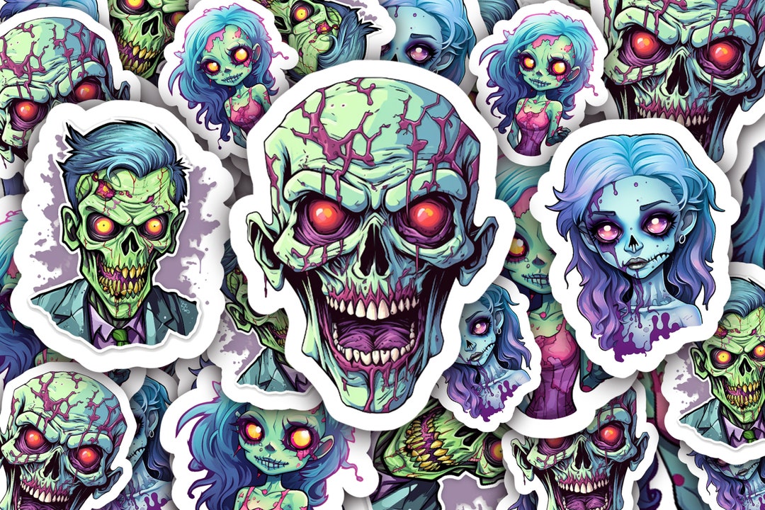 Zombie Sticker, Halloween Sticker, Zombie Laptop Decal, Fun Zombie ...